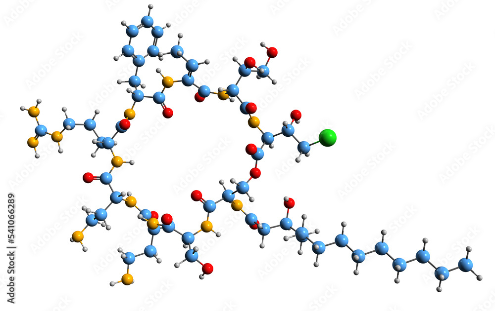 3D image of Syringomycin E skeletal formula - molecular chemical ...
