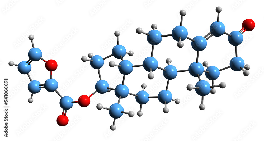 3D image of Testosterone furoate skeletal formula - molecular chemical ...