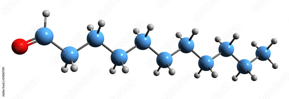 3D image of undecanal skeletal formula - molecular chemical structure ...