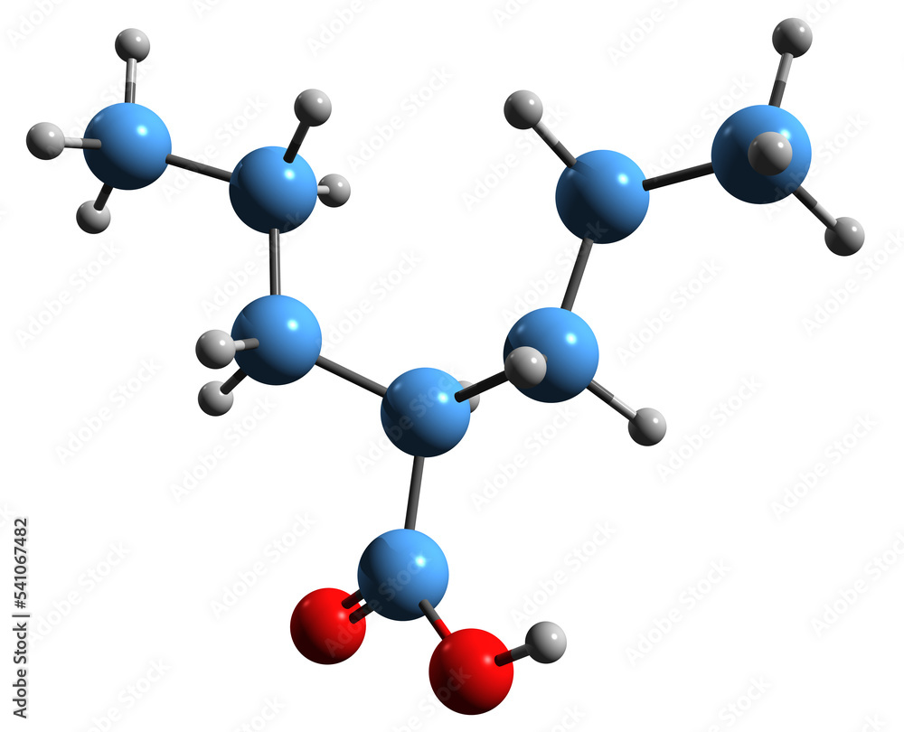 3D image of Valproate skeletal formula - molecular chemical structure ...