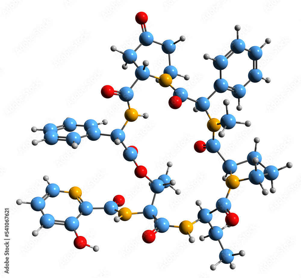 3D image of Virginiamycin S1 skeletal formula - molecular chemical ...