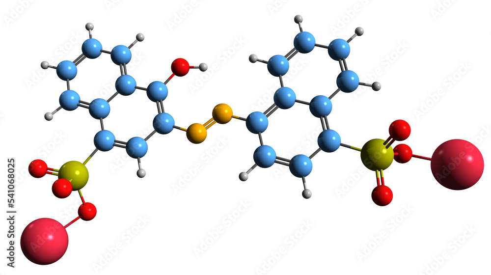 3D image of Azorubine skeletal formula - molecular chemical structure ...