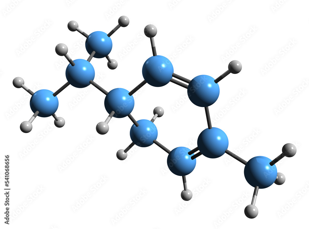 3D image of a-Phellandrene skeletal formula - molecular chemical ...