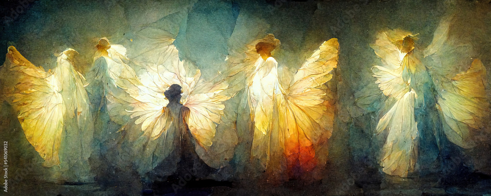 Angels of heaven. A religious, spiritual concept art featuring abstract ...
