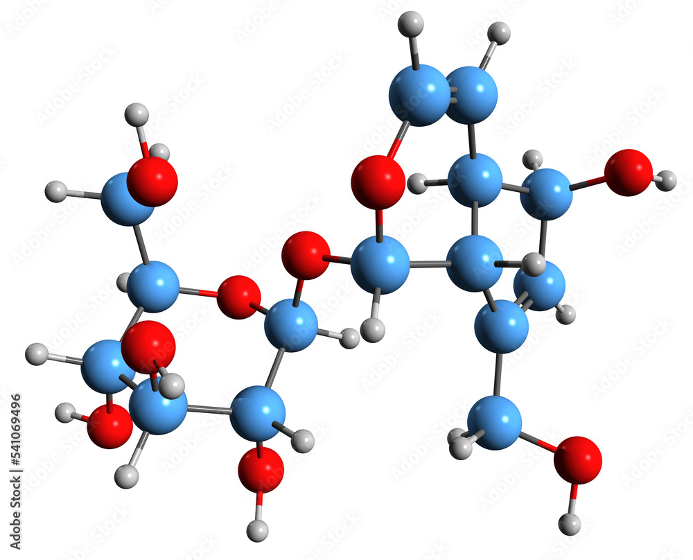 3D image of Aucubin skeletal formula - molecular chemical structure of ...