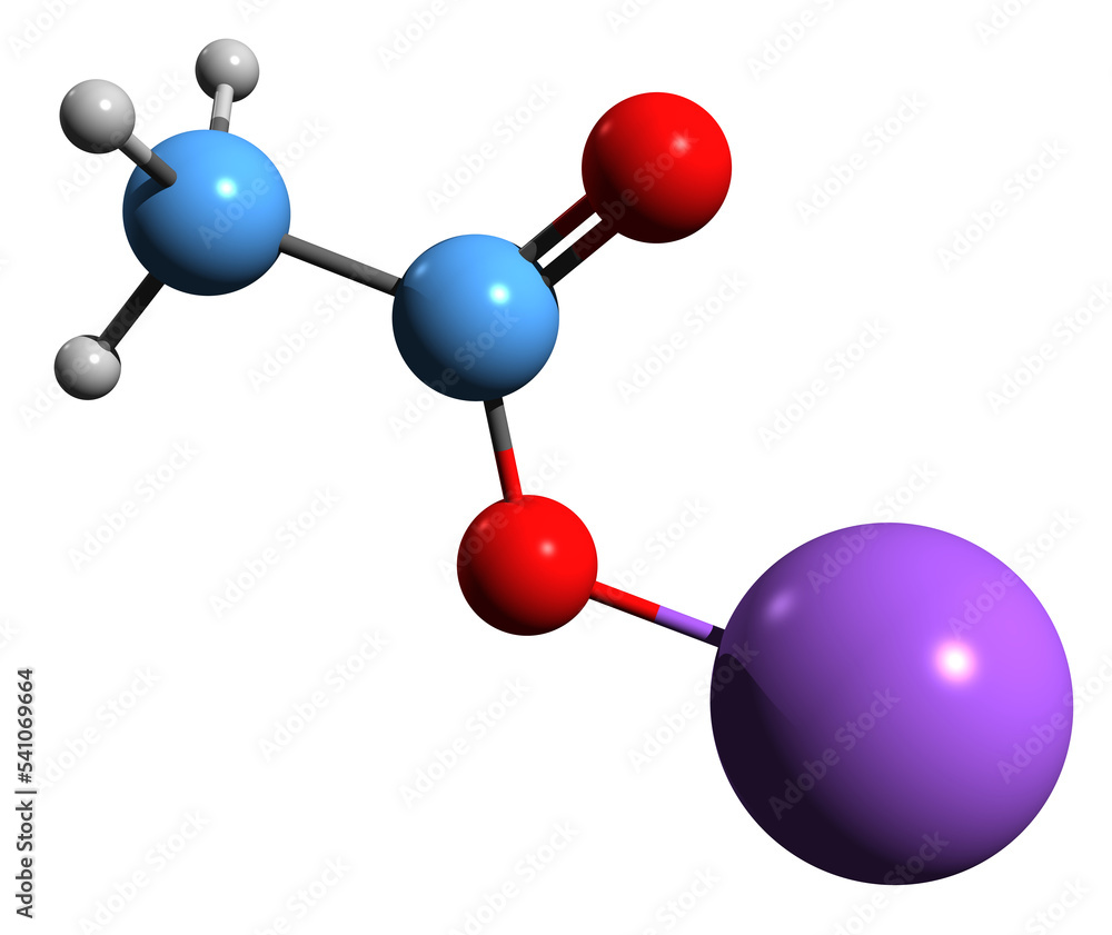 3D image of Sodium acetate skeletal formula - molecular chemical ...