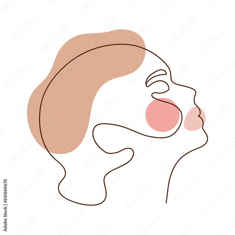 One line art of female face. Sketches of Woman Abstract Face. Female ...