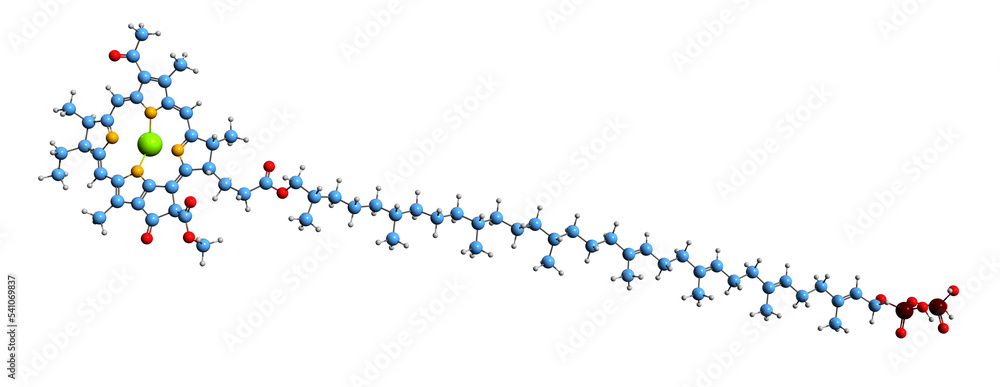 3D image of Bacteriochlorophyll a skeletal formula - molecular chemical ...