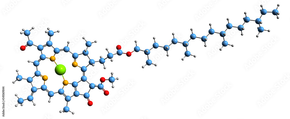 3D image of Bacteriochlorophyll b skeletal formula - molecular chemical ...