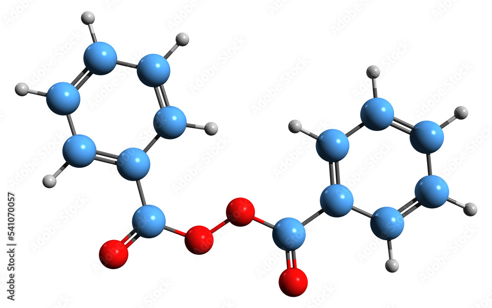 3D image of Benzoyl peroxide skeletal formula - molecular chemical ...