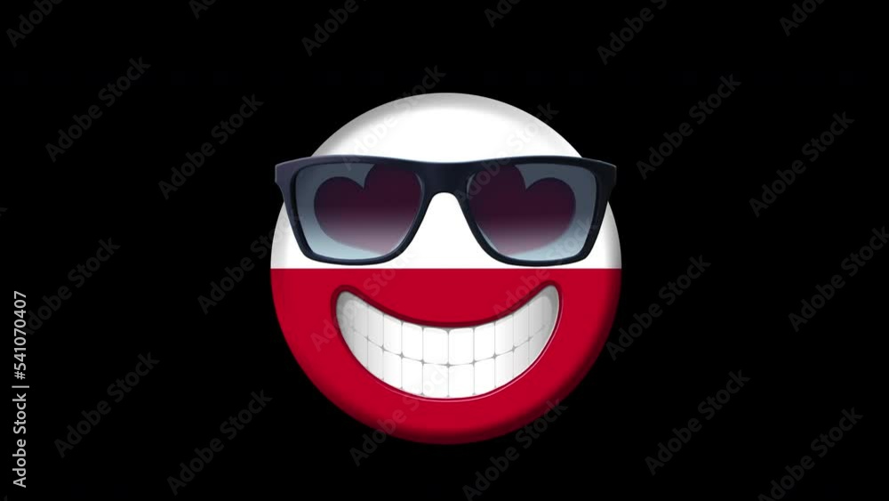 Poland.Animation of smiling face with polish flag isolated by the Alpha ...