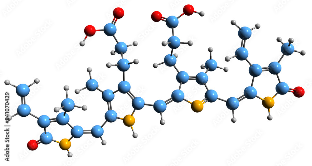 3D image of Biliverdin skeletal formula - molecular chemical structure ...