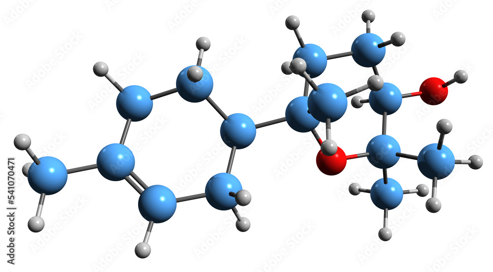 3D image of Bisabolol oxide A skeletal formula - molecular chemical ...