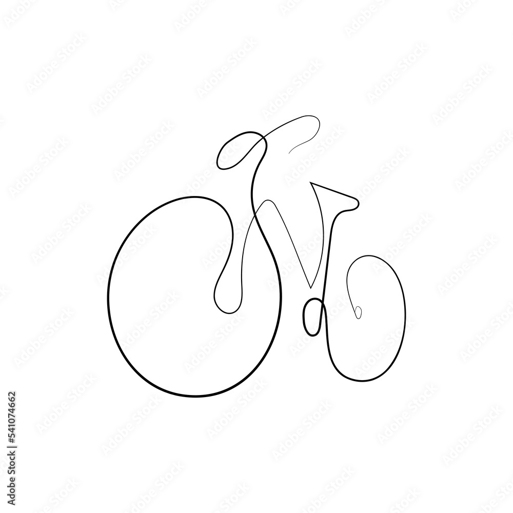 Continuous Line Art of classic bicycle. Hand drawing of bike ...