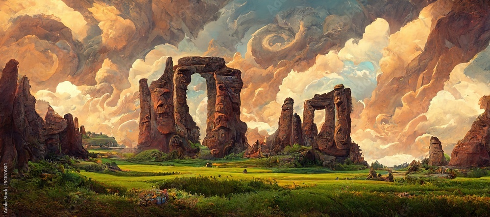 Awe inspiring sandstone butte pillar rock formations, ancient inscribed ...