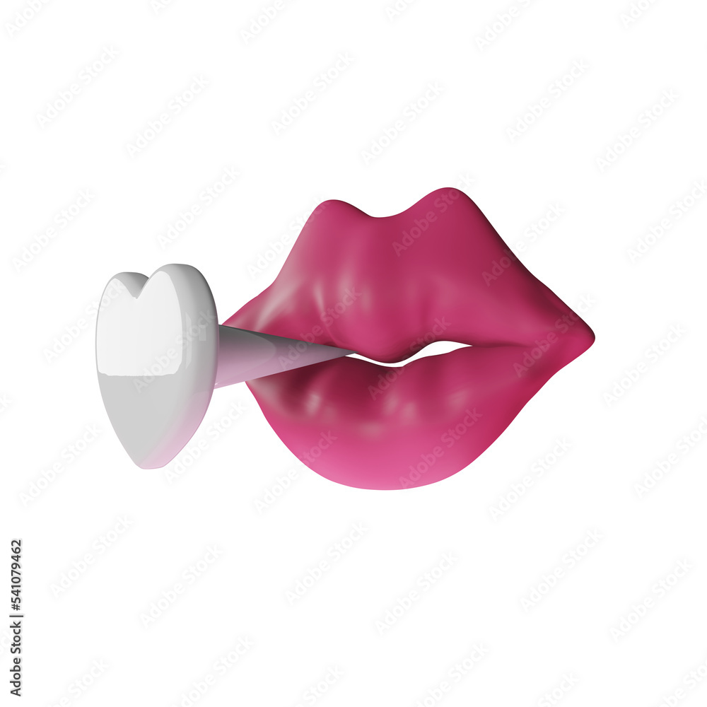 Bright pink lips. Conversation shows love to each other. 3d ...