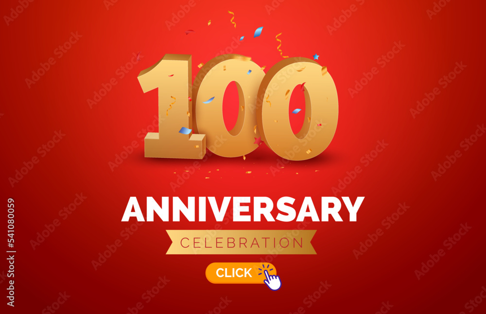 Anniversary birthday 100 years golden background. Happy vector poster ...