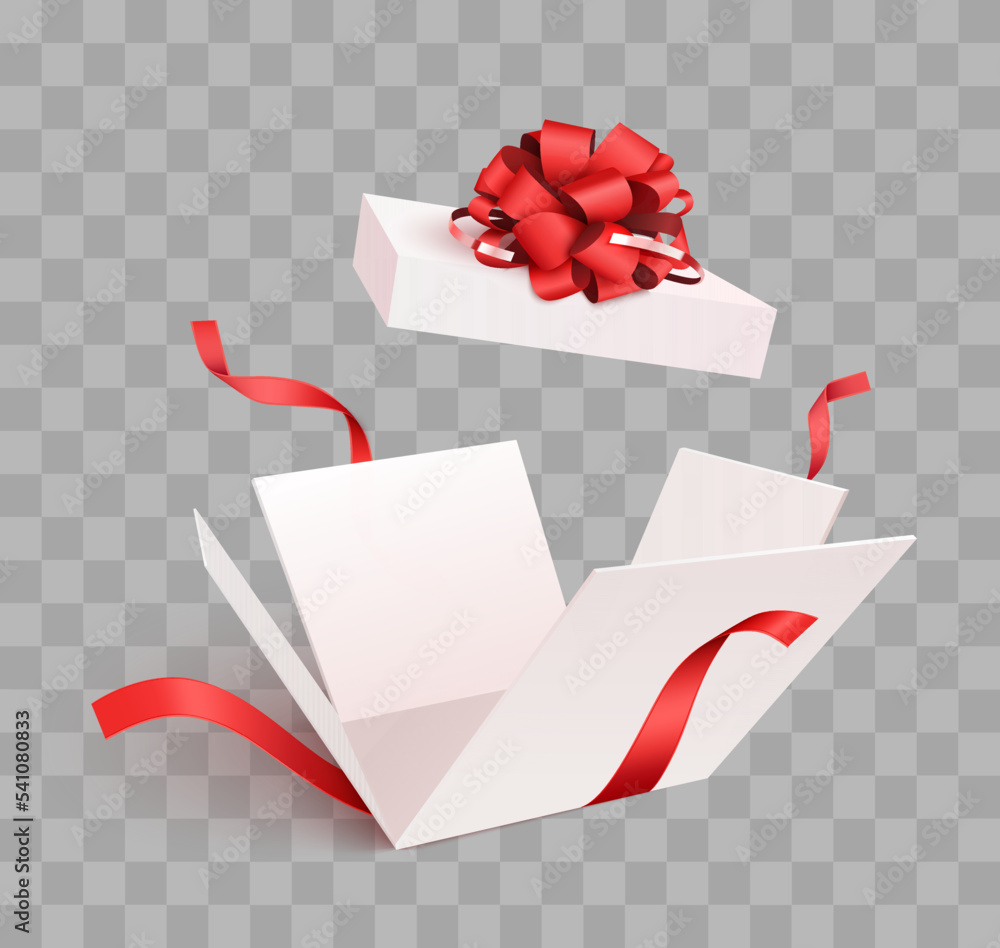 Open gift box with confetti burst explosion isolated. 3d vector ...