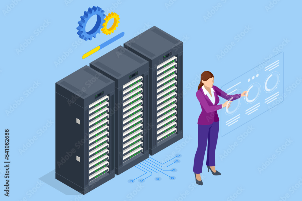 Isometric Data Center Equipment . Modern Telecommunications, Artificial ...