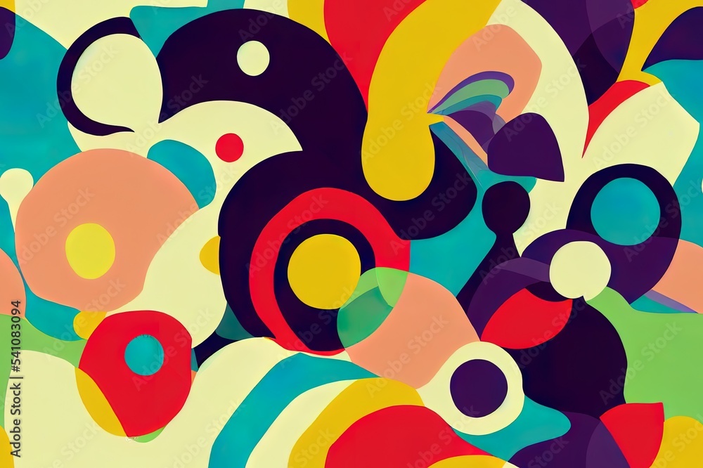 Trippy rainbow 60s pop psychedelic seamless pattern.2d illustration ...