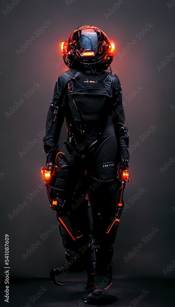 Futuristic sci-fi cyberpunk diver suit design illustration Stock ...