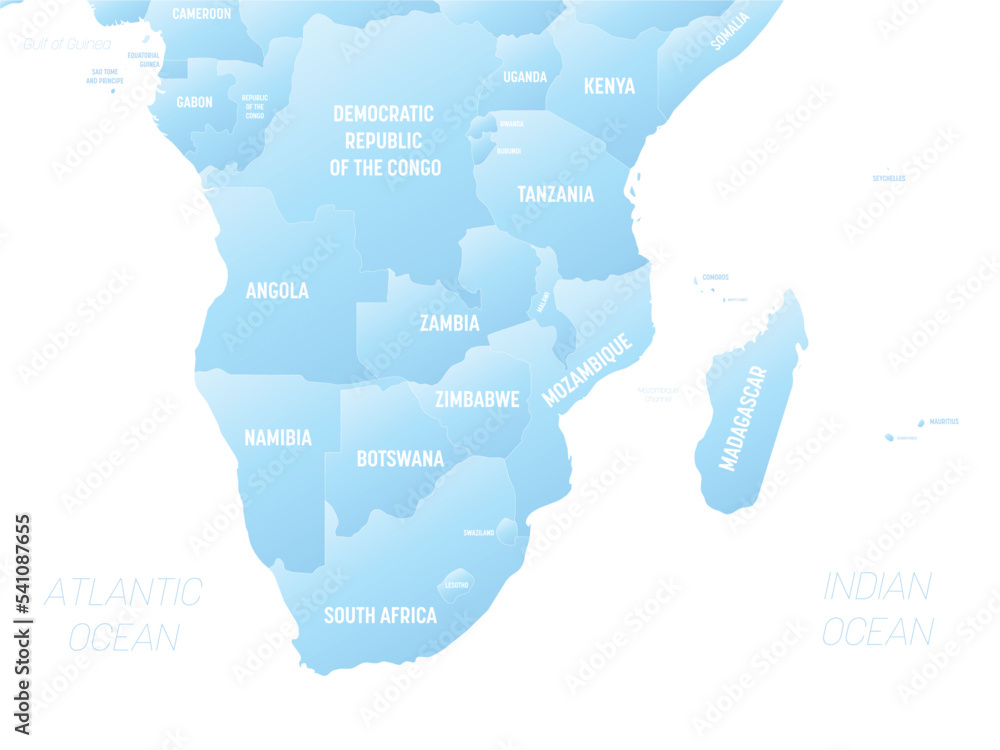 Southern Africa detailed political map with lables Stock Vector | Adobe ...