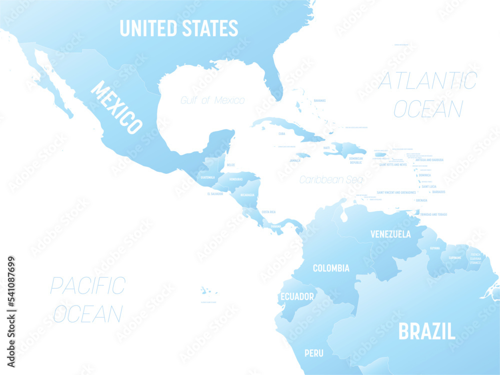 Central America detailed political map with lables Stock Vector | Adobe ...