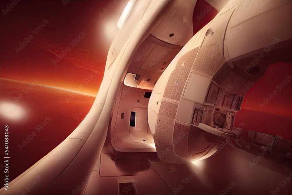 An alien spaceship interior on board an unidentified flying object ...