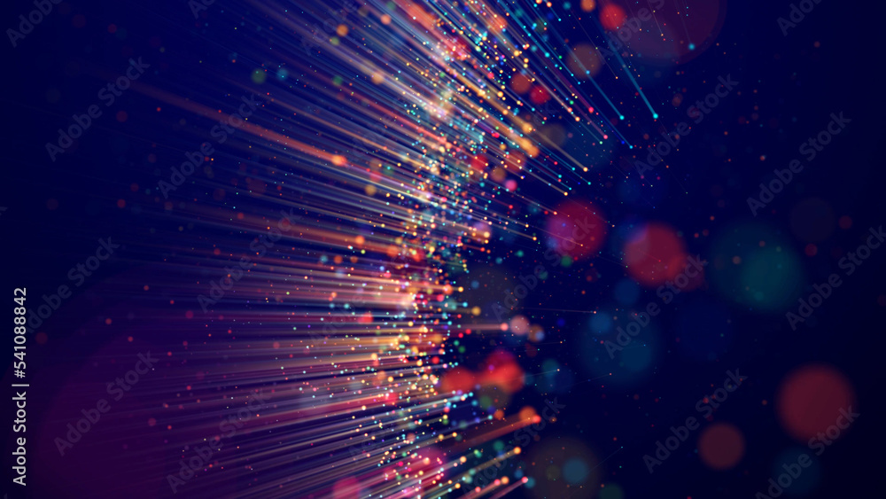Magic multicolored sparkles of light with rays form flickering abstract ...