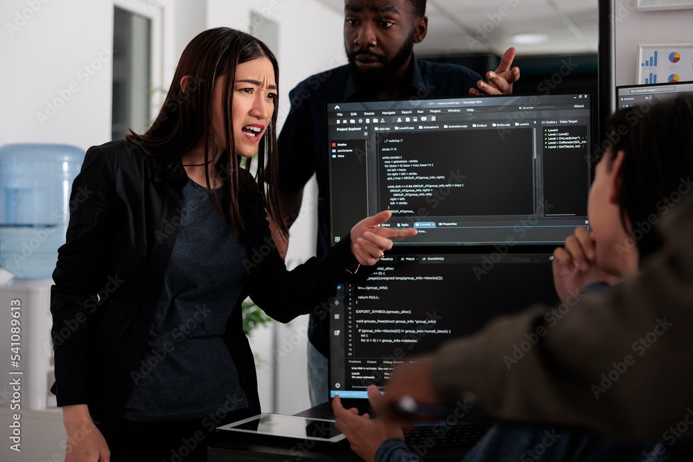 Diverse Software Developers Analyzing Html Code And Database Brainstorming Ideas To Develop New