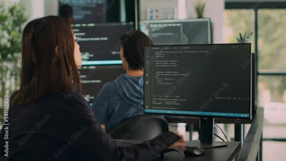 Database Programer Writing Source Code On Terminal Window With Html Script Working On Software
