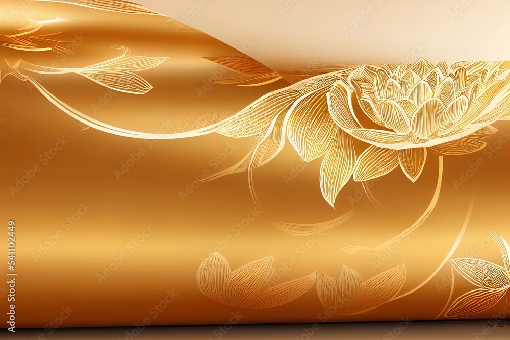 Luxury gold lotus background 2d illustration. Zen wallpaper collection ...