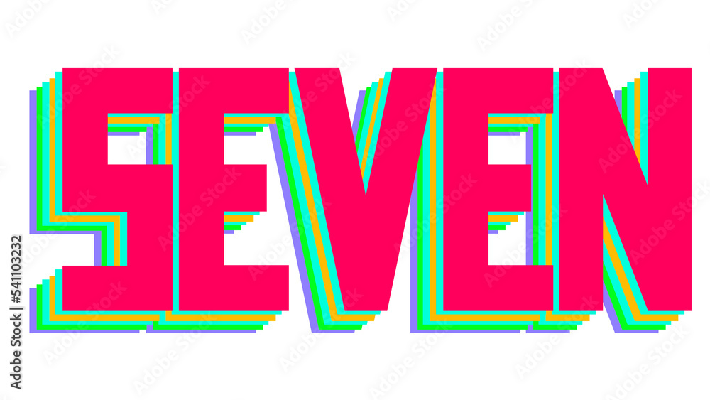 Numbers Seven or 7, Retro Art and Kids learning material on White ...