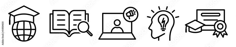 Conjunto de icono de aprendizaje. Educación, estudiar,, aprender ...