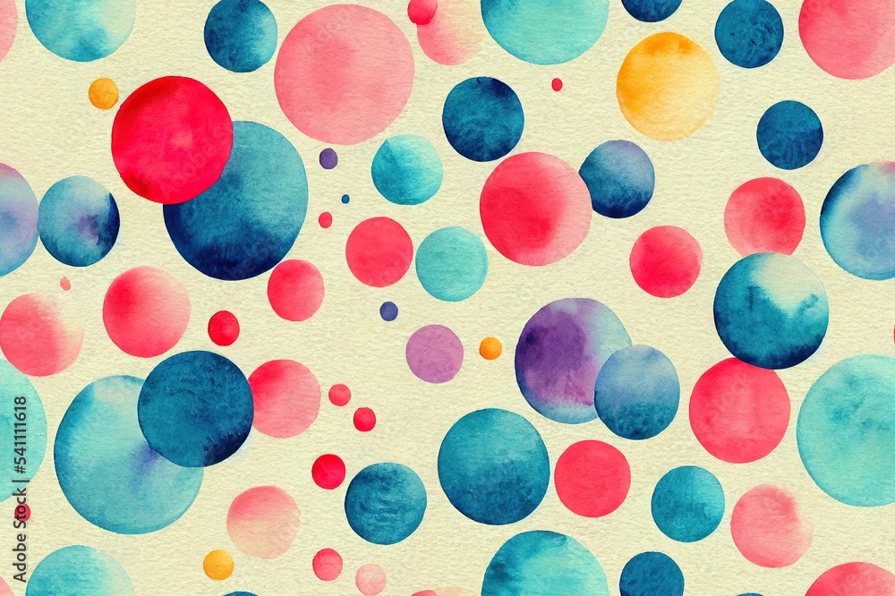 Watercolor seamless pattern with pastel color dots. Isolated on white ...