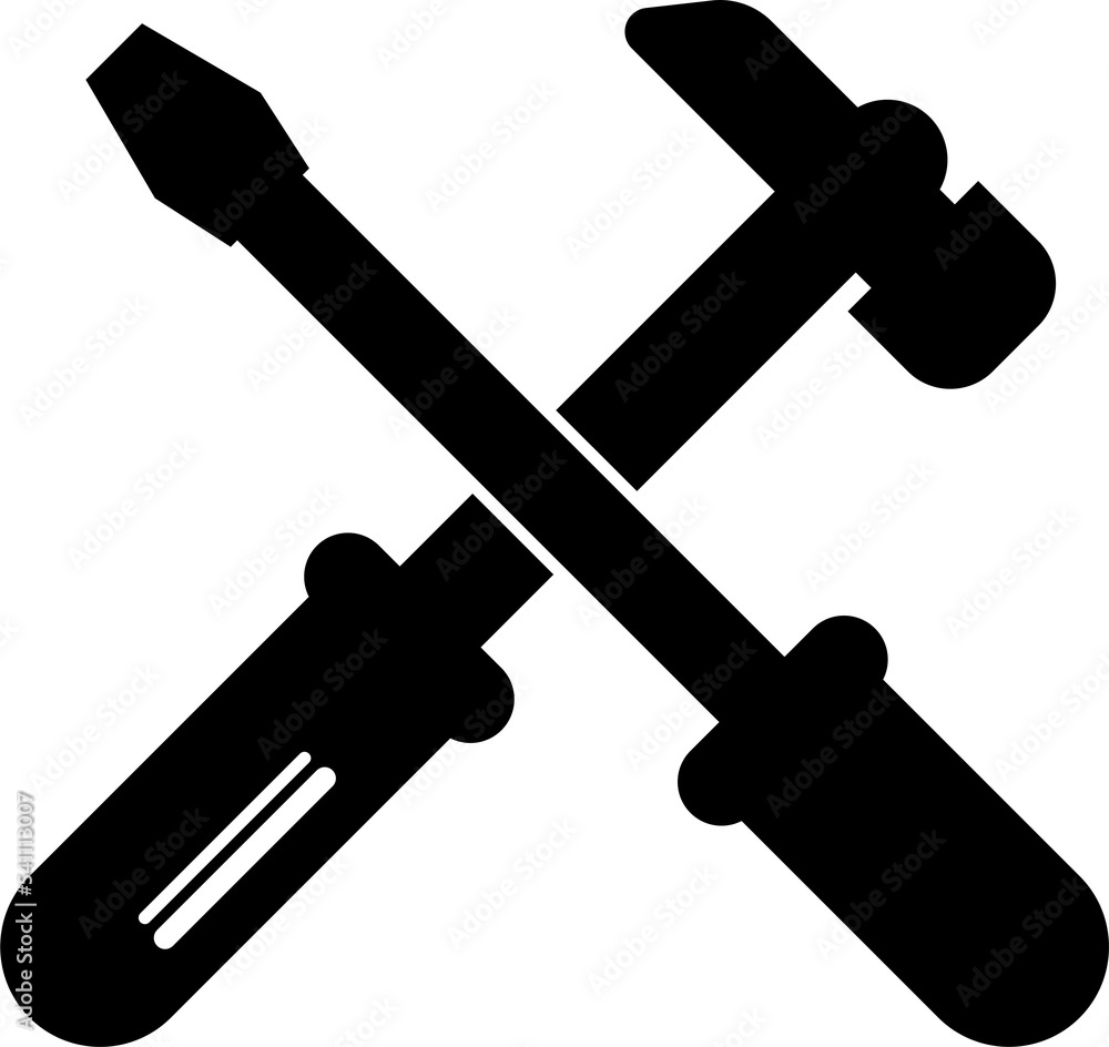 Crossed hammer and screwdriver. Work tool in png. Crossed work tools on ...