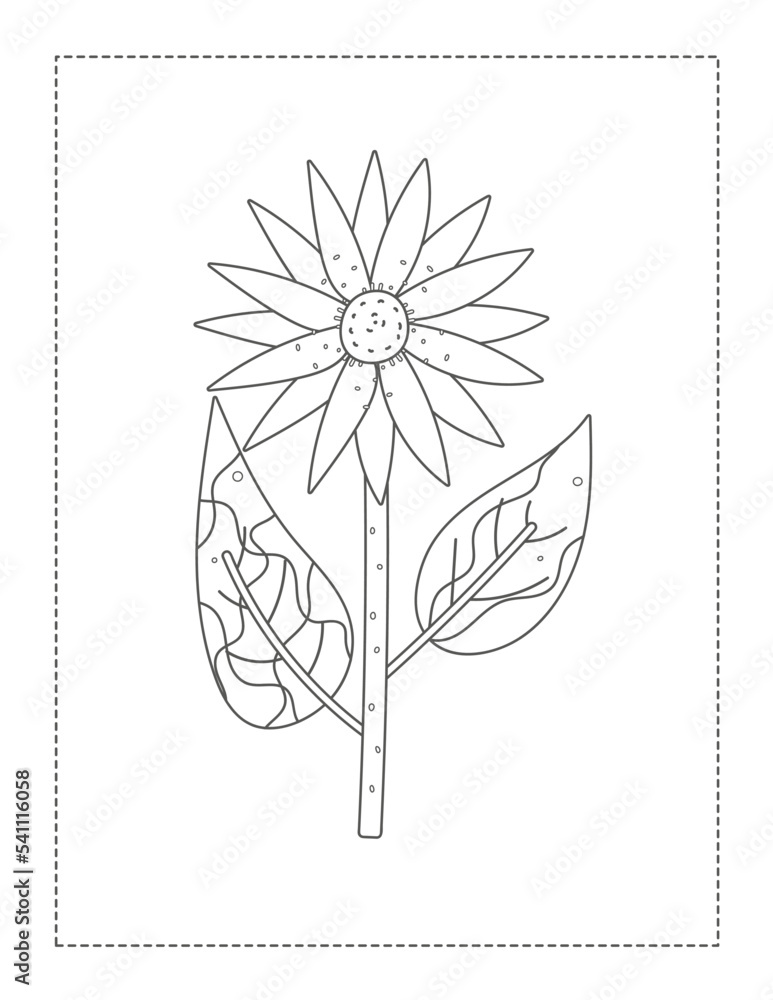 Flower coloring page practice worksheet for preschoolers Stock Vector ...