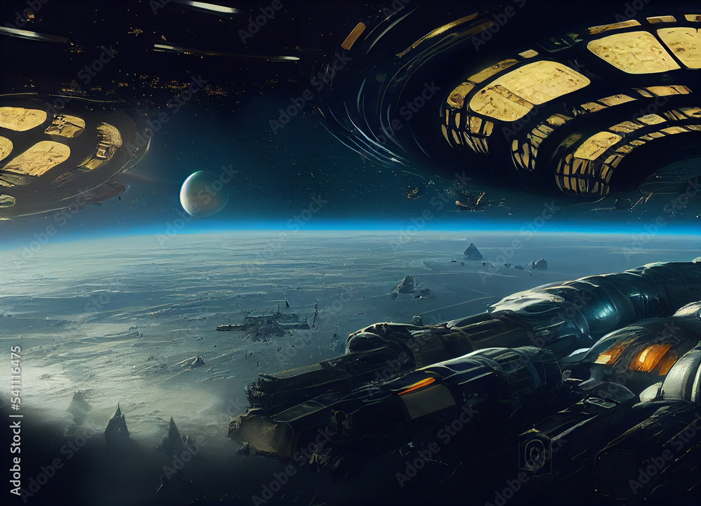 Space habitation outpost, lush interior portal, cyber-organic,interior ...