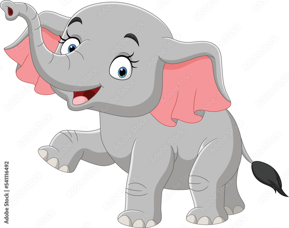 Cartoon happy elephant on white background Stock Vector | Adobe Stock