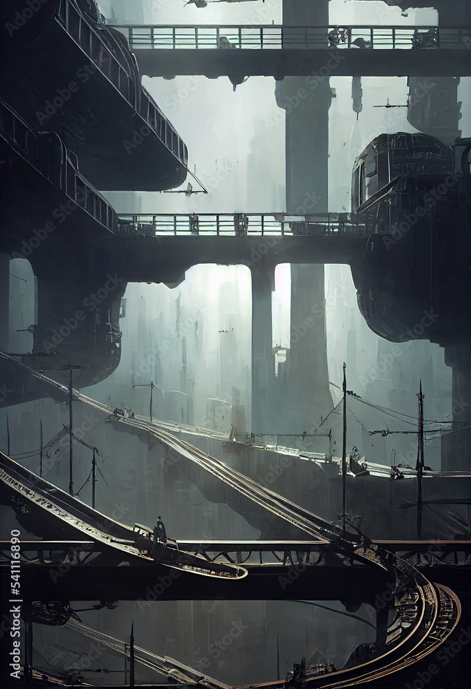 Post apocalyptic cinematic dieselpunk metropolis, futuristic ...