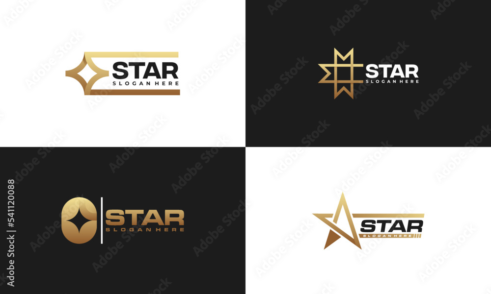 Set of Luxury Gold Star logo designs template, Elegant Star logo ...