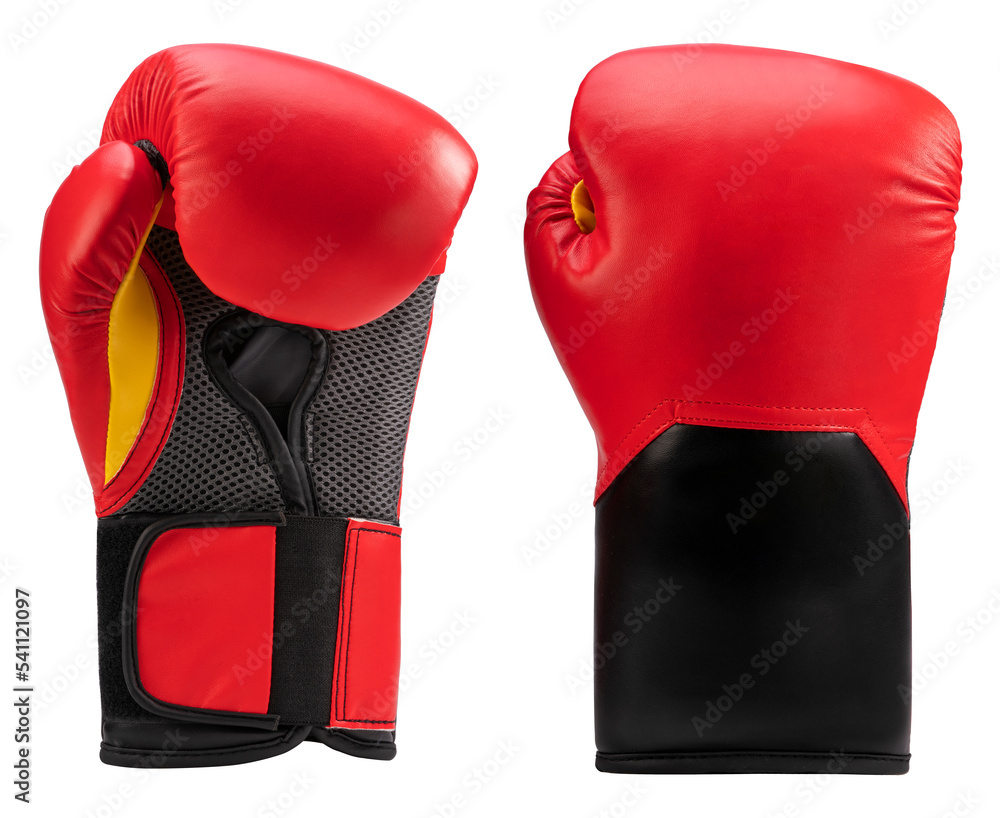 Boxing gloves isolated on white background, Red and black boxing gloves ...