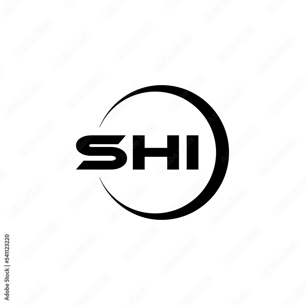 SHI letter logo design with white background in illustrator, cube logo ...