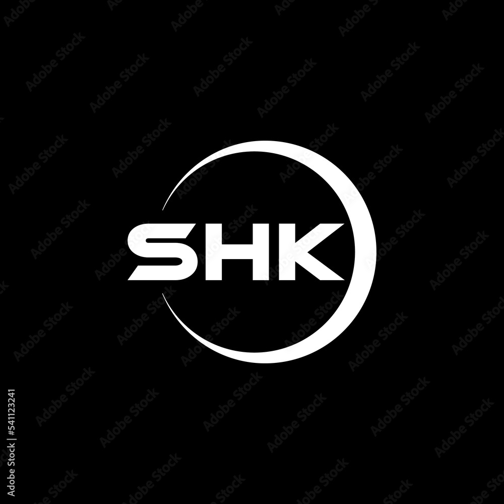 SHK letter logo design with black background in illustrator, cube logo ...