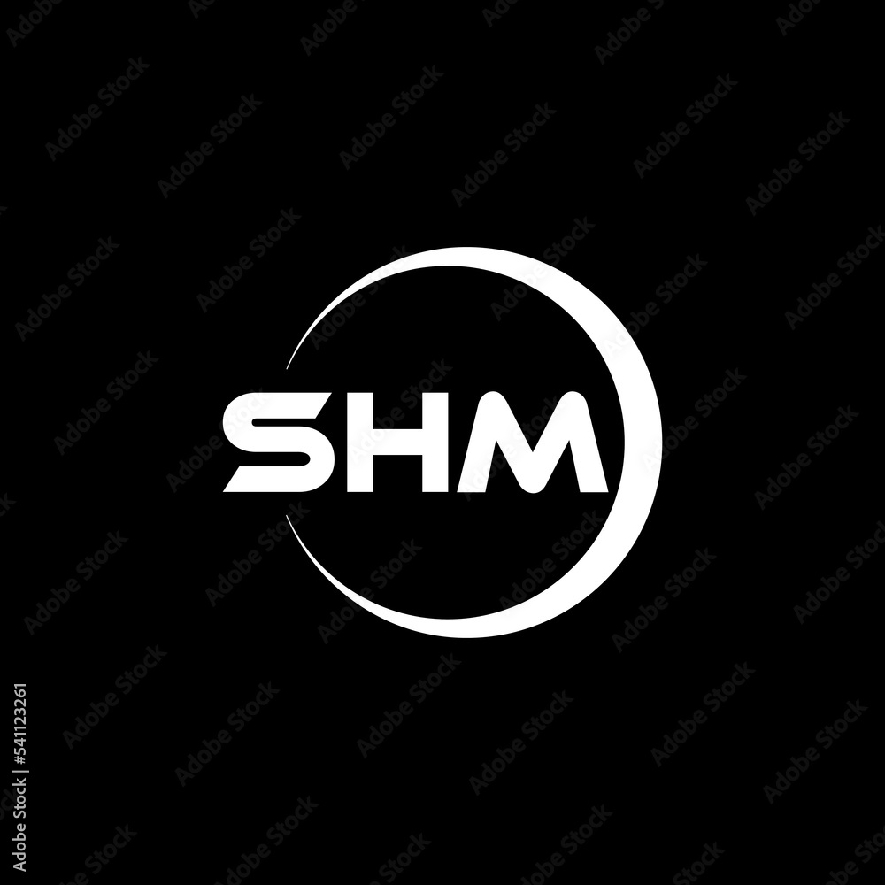 SHM letter logo design with black background in illustrator, cube logo ...