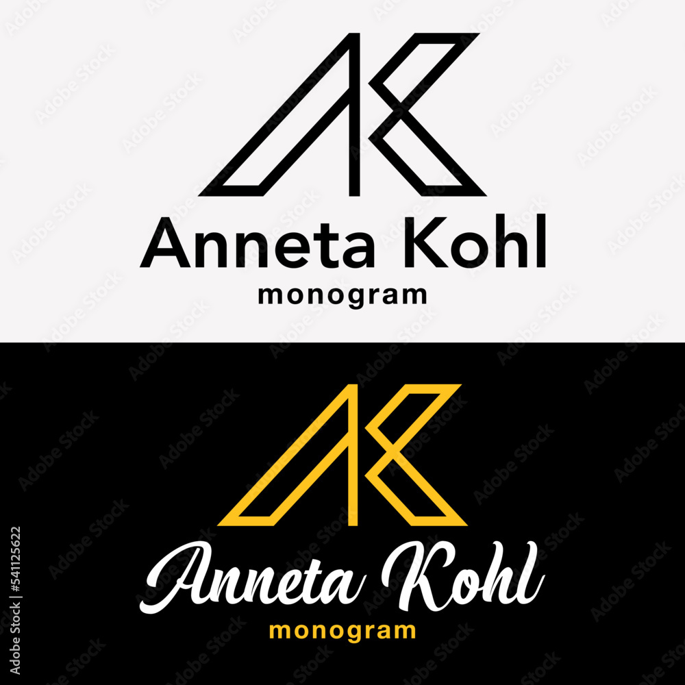 Letter AK Monogram Alphabet Modern Style Elegant Luxury Icon Symbol ...