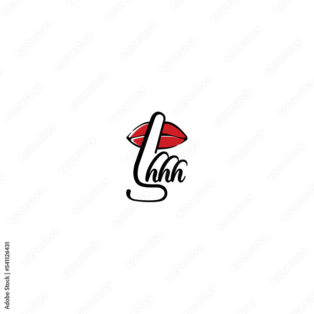 Finger asking for silence isolated on a white background shhh hand vector line drawing icon ...
