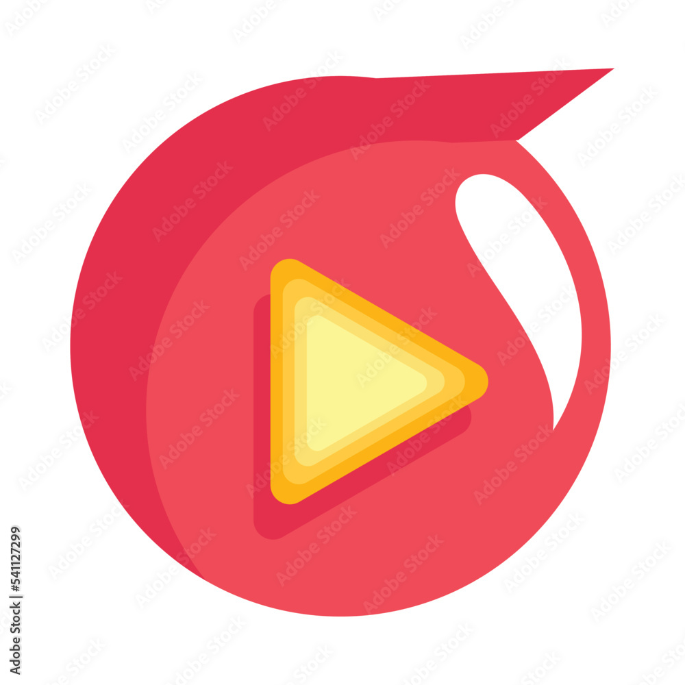 play button in speech bubble Stock Vector | Adobe Stock