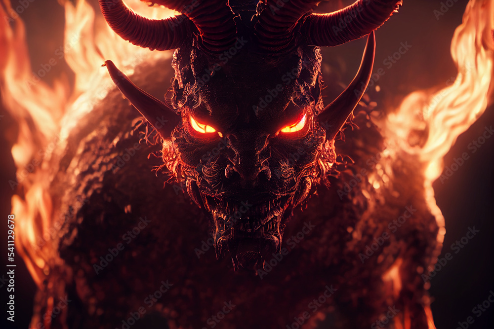 Scary demon monster in hell. Generative AI. Stock Illustration | Adobe Stock