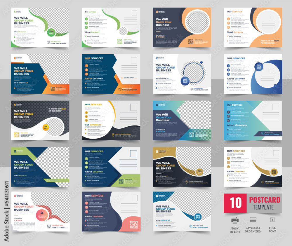 Corporate business Modern postcard EDDM design template bundle Stock ...